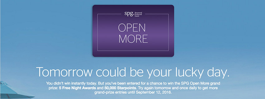 Your Chance to Win Starpoints or a Free Night in the SPG Open More Game ...